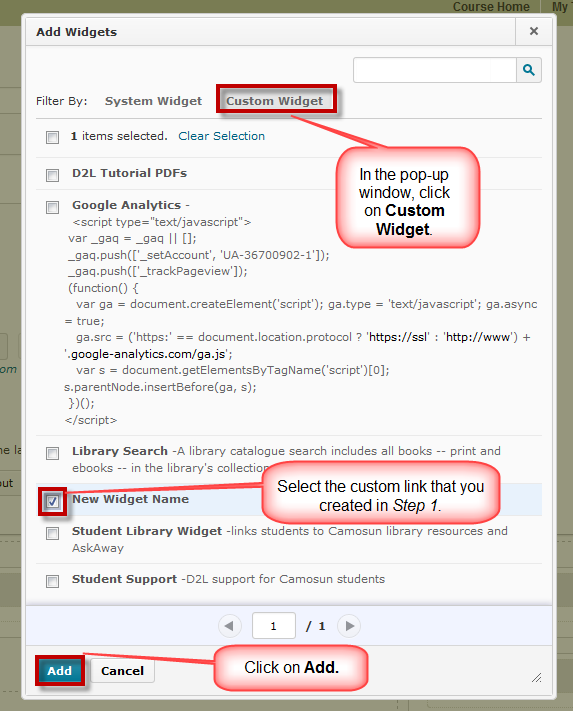 D2L Tool Tip of the Week: Customizing your Homepages and Widgets ...