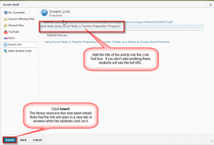 D2L Tool Tip of the Week: Adding Links to Library Resources in the HTML ...