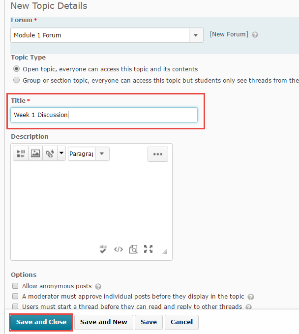 D2L Tool Tip of the Week: Creating Forums and Topics in the Discussion ...