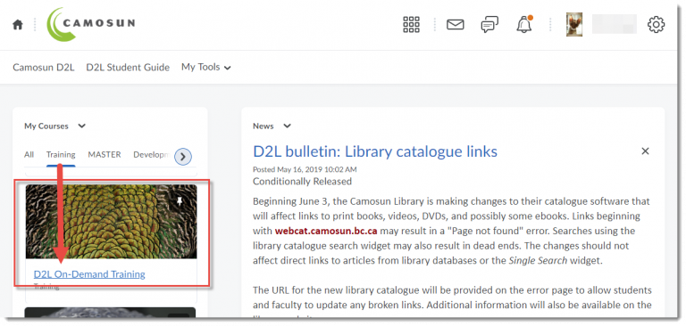 Finding Help in the D2L On-Demand Training Course – Centre for ...