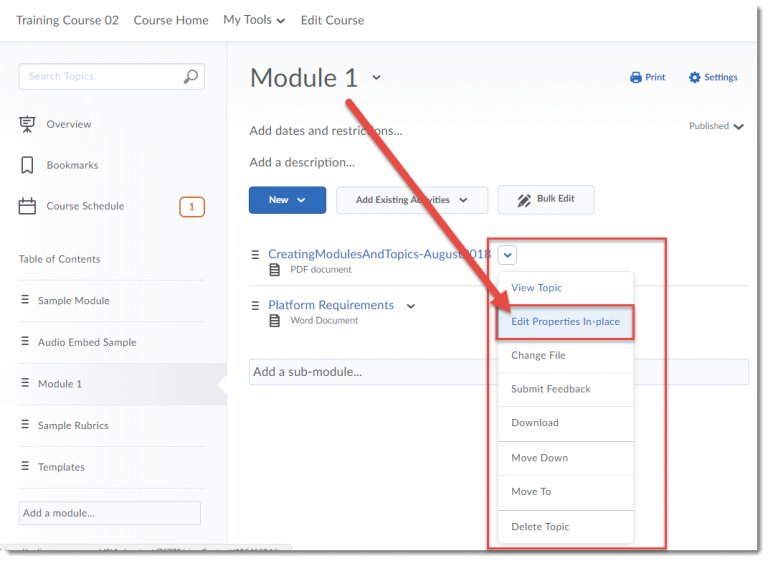 Hiding Modules and Topics from Students – New Interface in Content ...