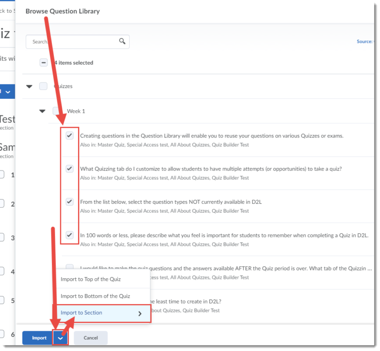 New feature coming to Quizzes – Import from Question Library into Quiz Section – Centre for ...